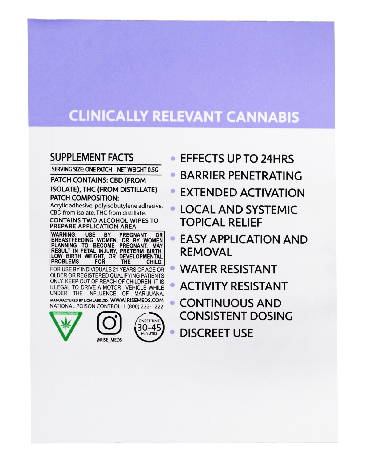 CBD:THC Transdermal Patch - RISE