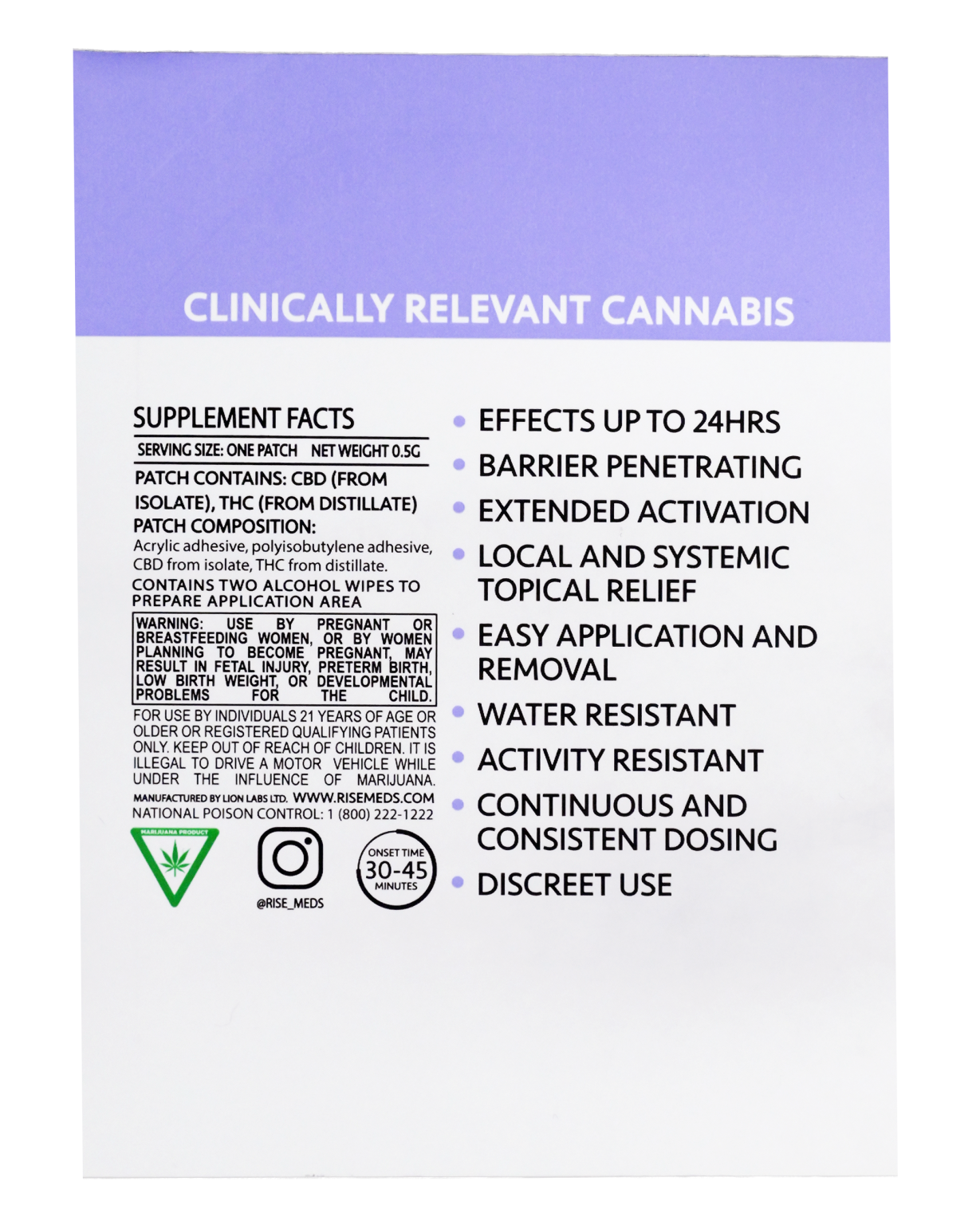 CBD:THC Transdermal Patch - RISE